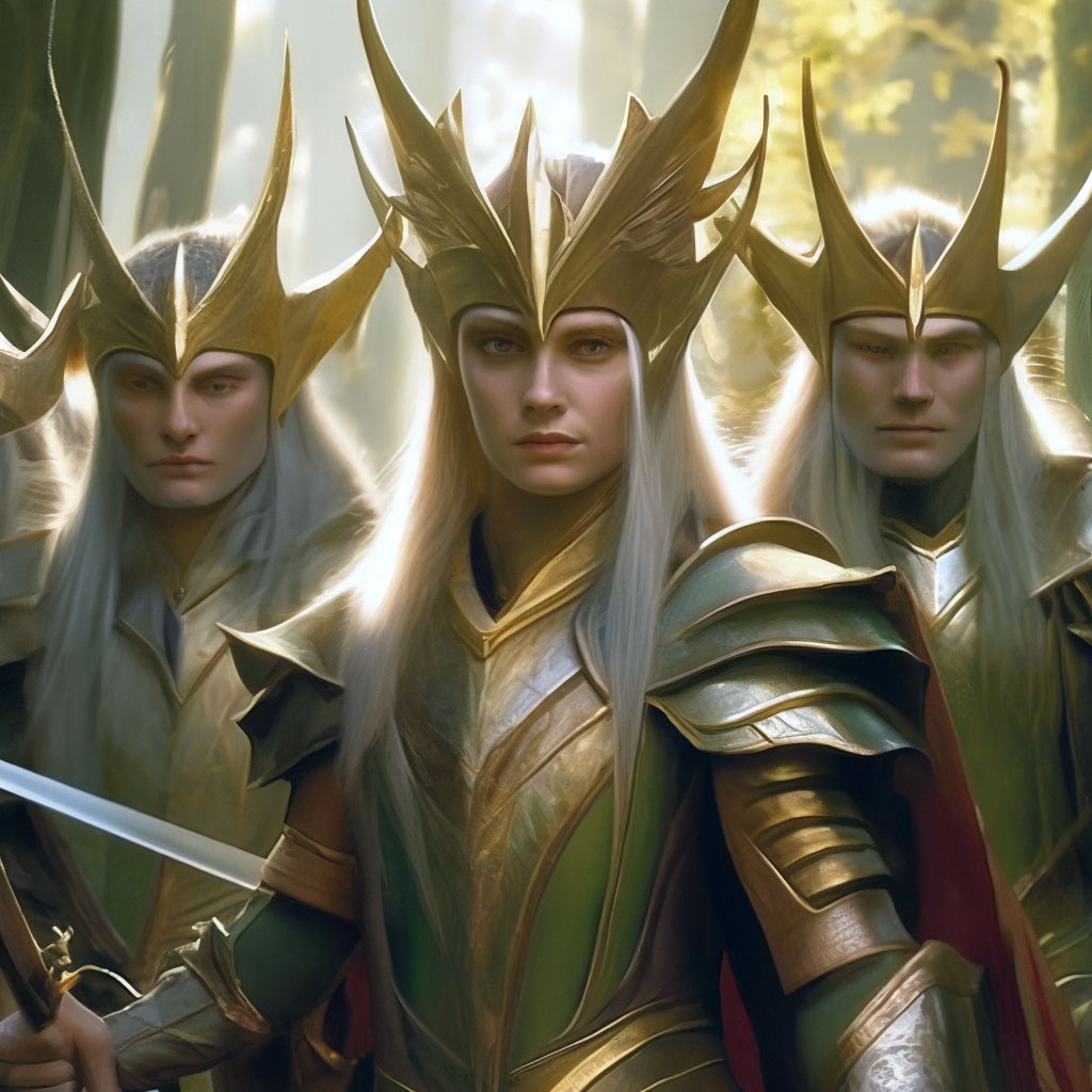 "Magnificent Battle Elves elves with pointed ears, with elven weapons ...