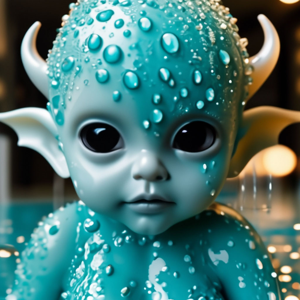 "😱demons are babies alien demon baby made of foam and water droplets ...