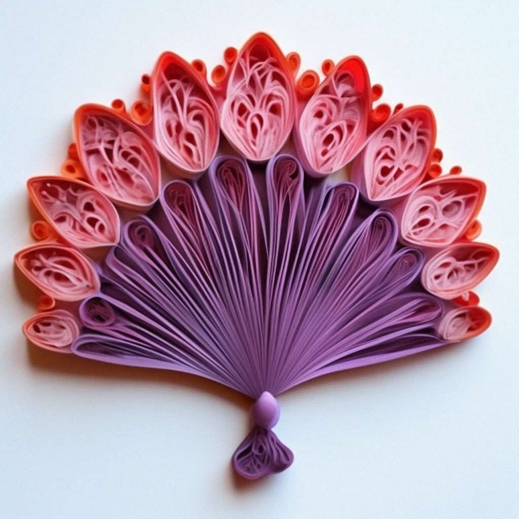 "Decorative women's fan in the quilling style,colored paper,quilling ...