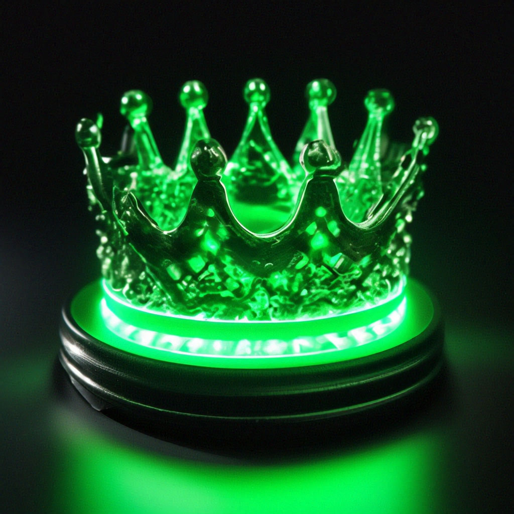 "A crown-shaped magnet glowing green" — image created in Shedevrum