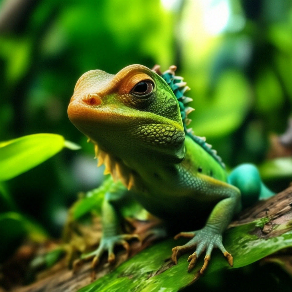 "There was a small but very brave lizard in the tropical jungle 🦎 ...