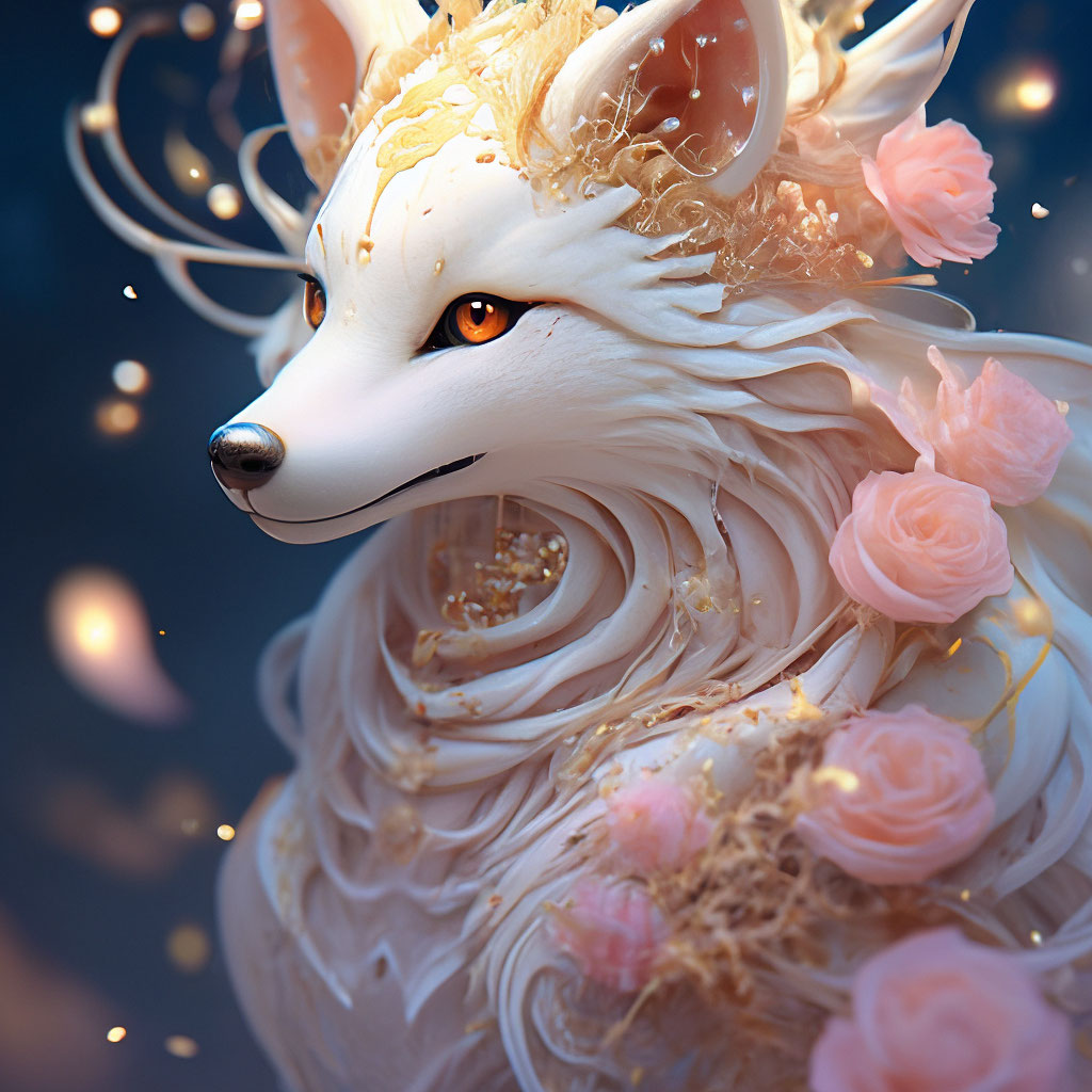 "Mythical creatures, Kitsune, difficult, realistic,with gentle, macro ...