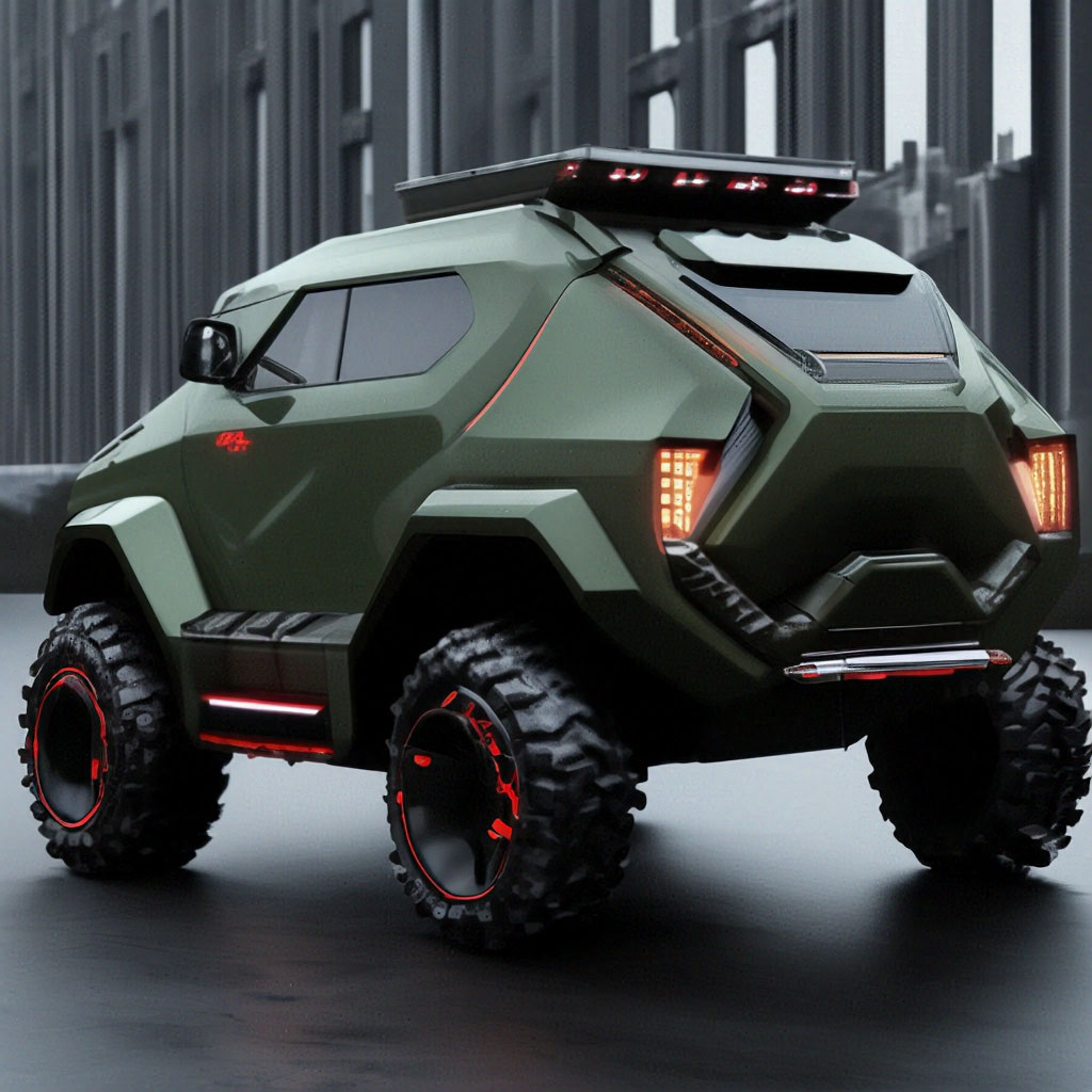 "Luxury sci-fi UAZ Hunter 2024 armored, clear edges" — image created in ...