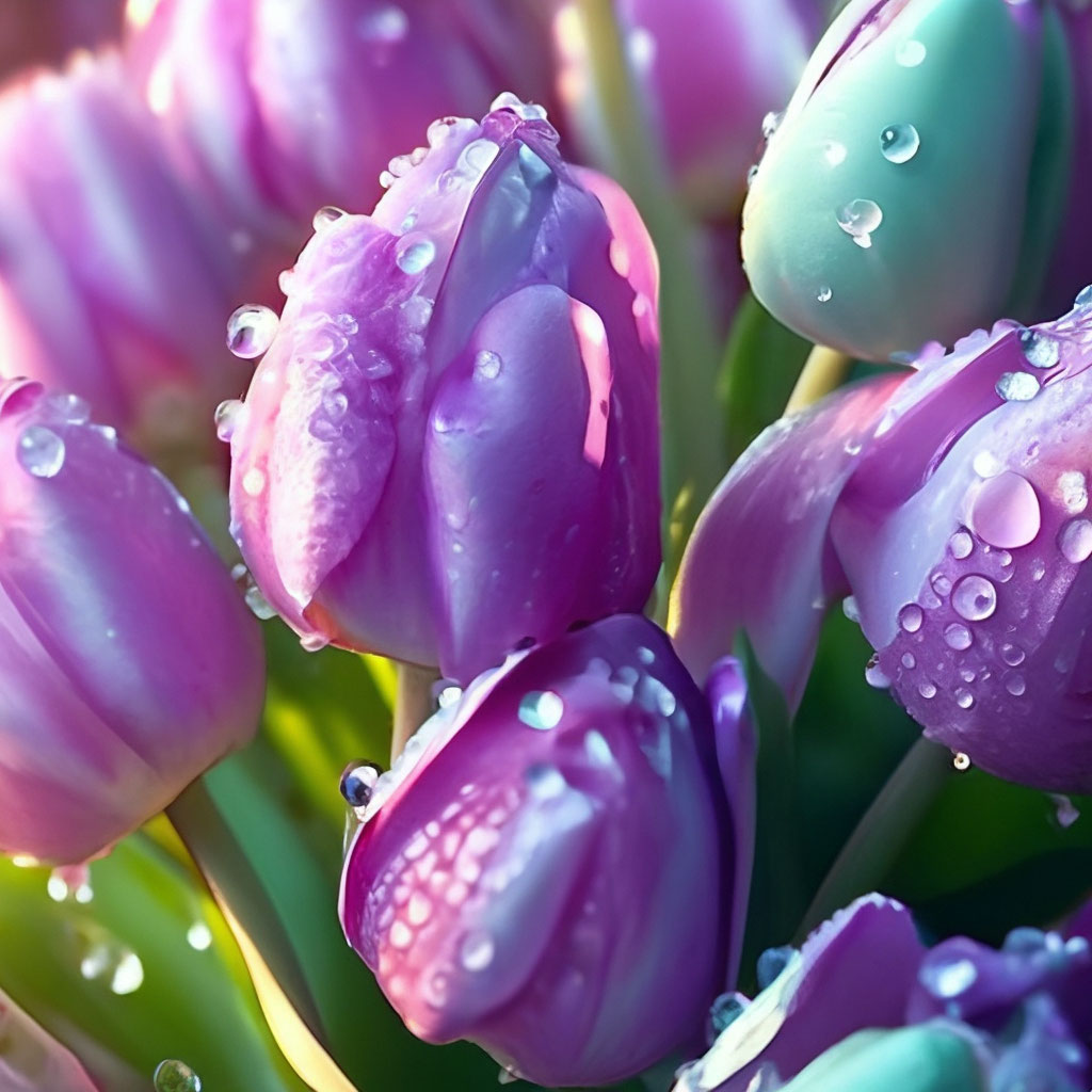 "Pale purple - mint lush bouquet of tulips complex, amazing, magical ...