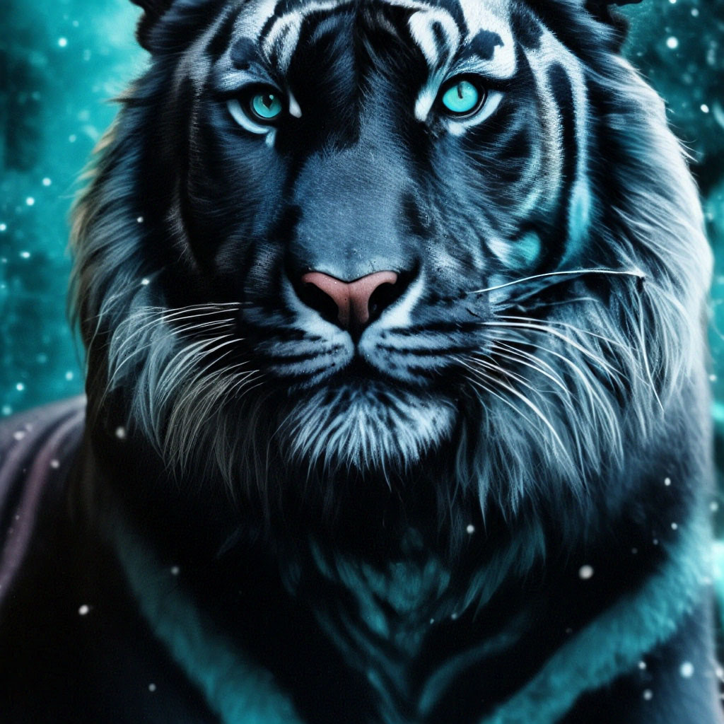 "Full-length, beautiful sweet gentle black tiger, in a gently ...