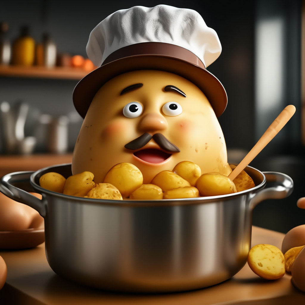 "Anthropomorphic papa Potato shows anthropomorphic son potato, the ...
