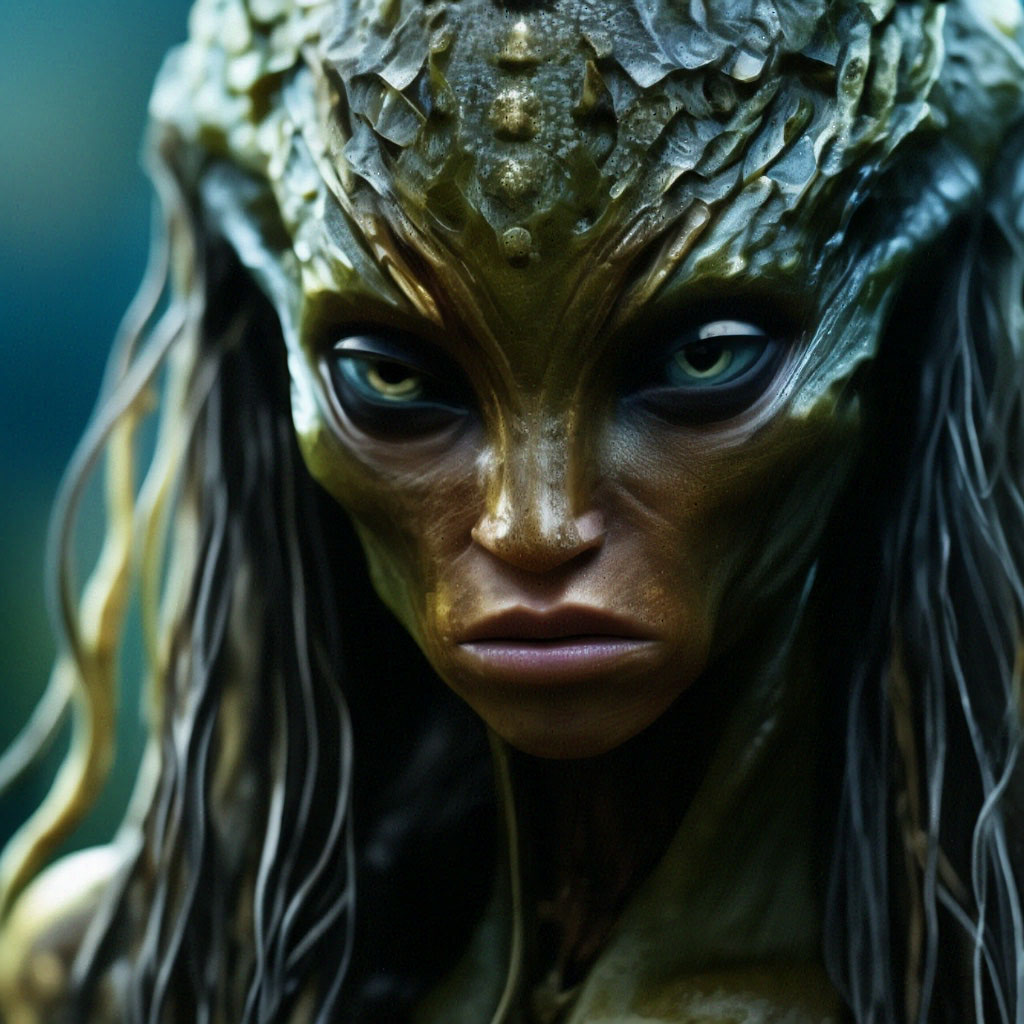 "Alien alien from outer space, symbiosis of an alien human being ...