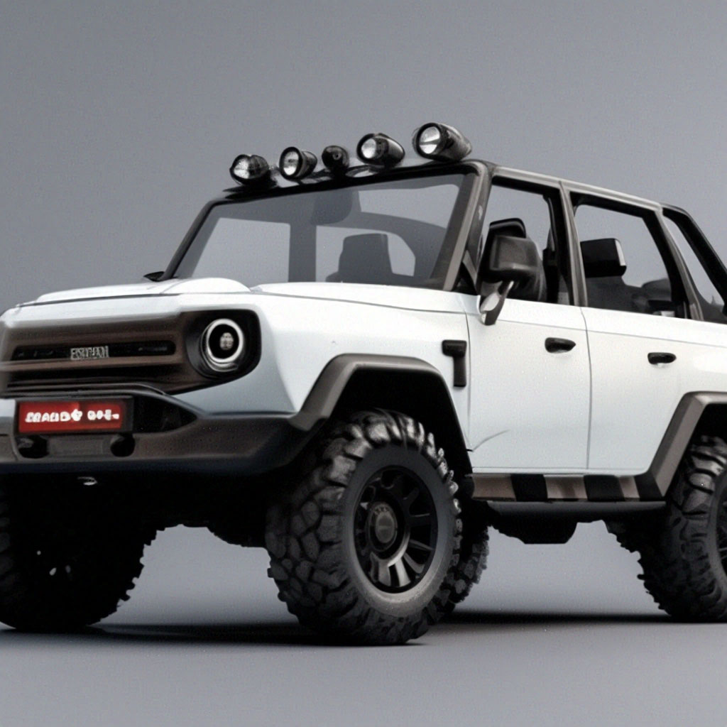 "Sci-fi UAZ Hunter 2024 luxury convertible, smooth lines, clear edges ...