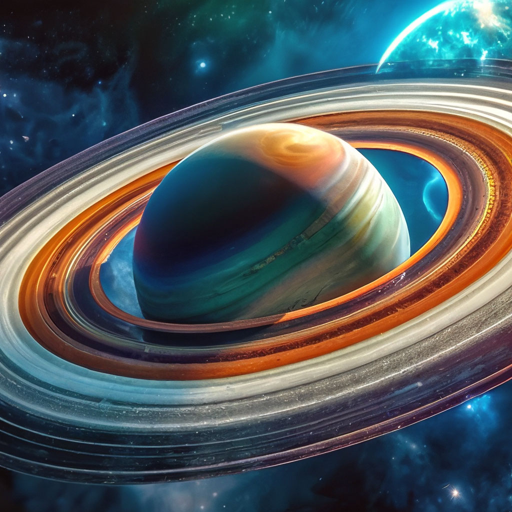 "Ringed planet in space, beautiful, realistic, close-up, high detail ...