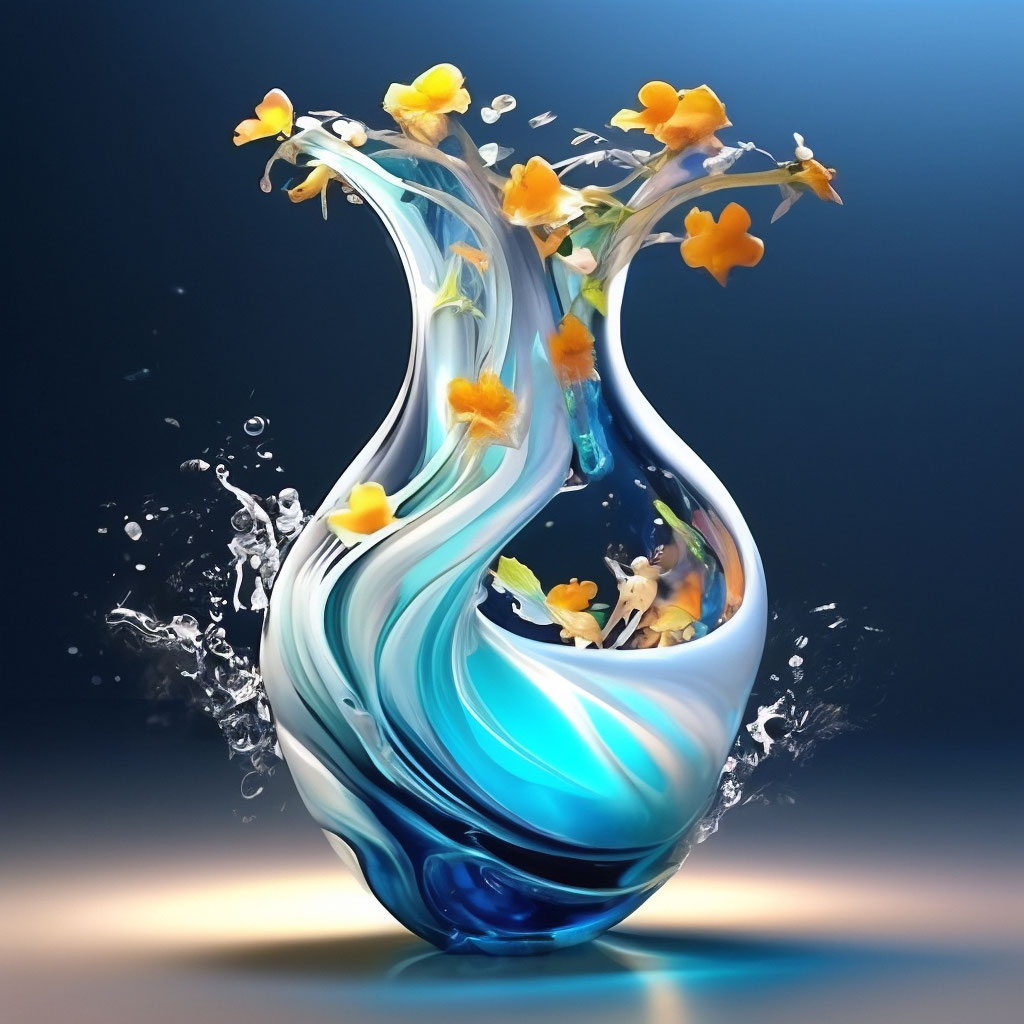 "Fantasy vase, very rare and bizarre shape, made of a piece of water ...