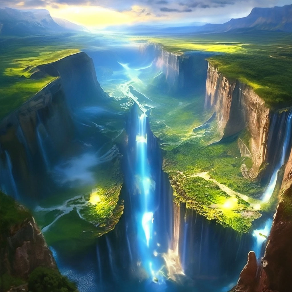 "A beautiful valley erupted into an abyss of boundless depth, there is ...
