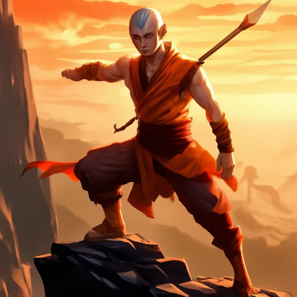 "Avatar Aang with an arrow tattoo on his head shows the movement of ...