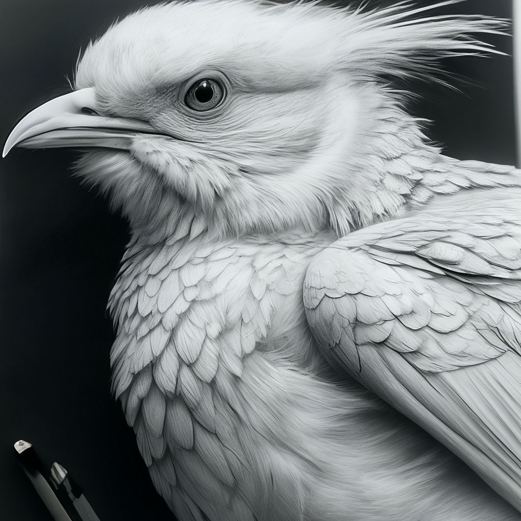 "Opium Burns is a white bird from the future" — image created in Shedevrum