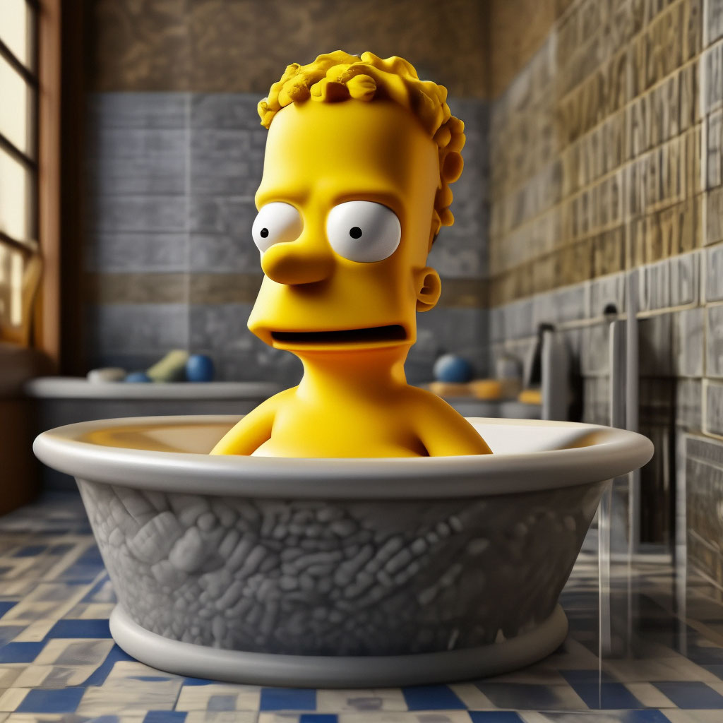 "Simsons in the bathhouse" — image created in Shedevrum