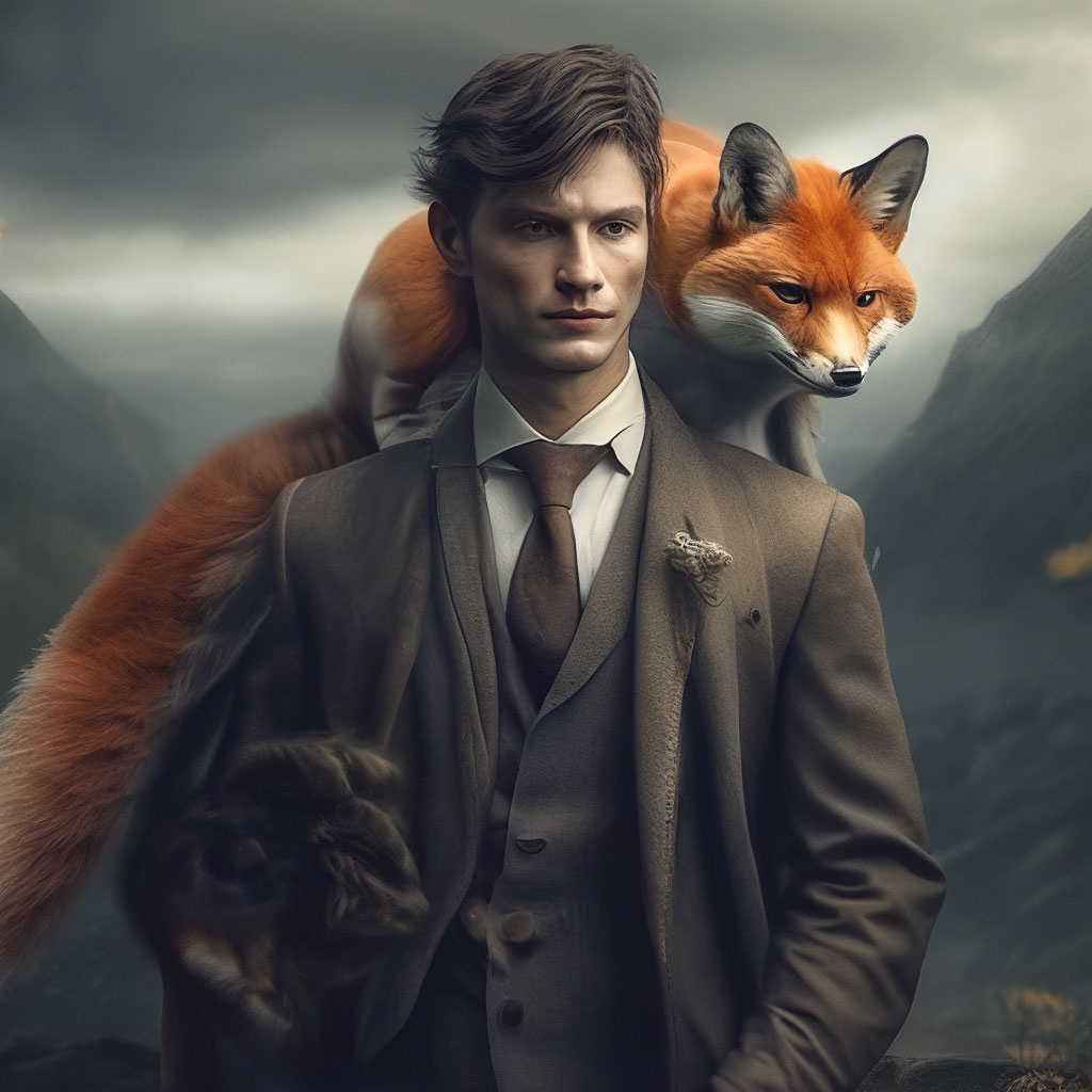 "A very cunning man like a cunning fox unusually sur high quality high ...