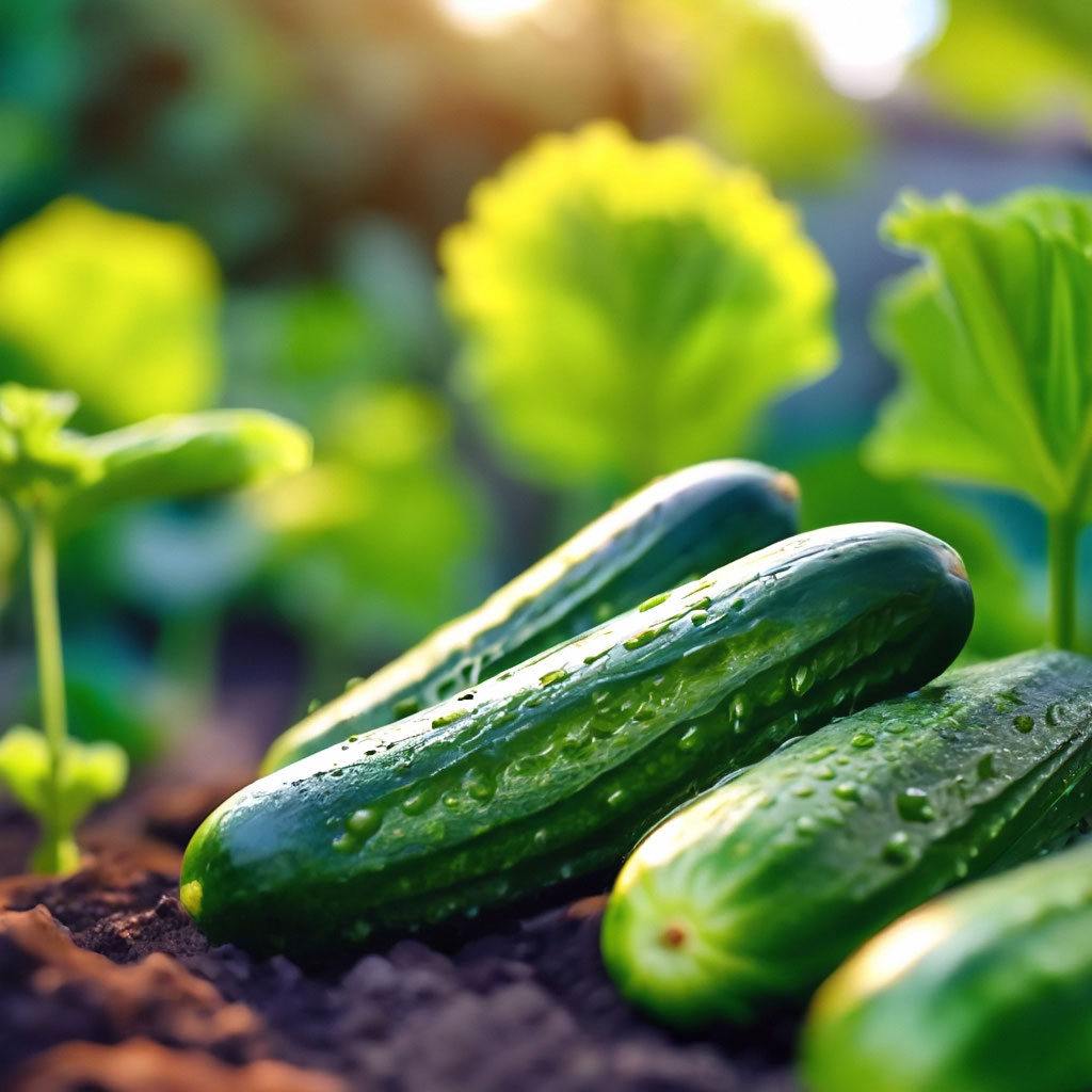 "Cucumbers in the garden , aesthetically pleasing, professional photo ...