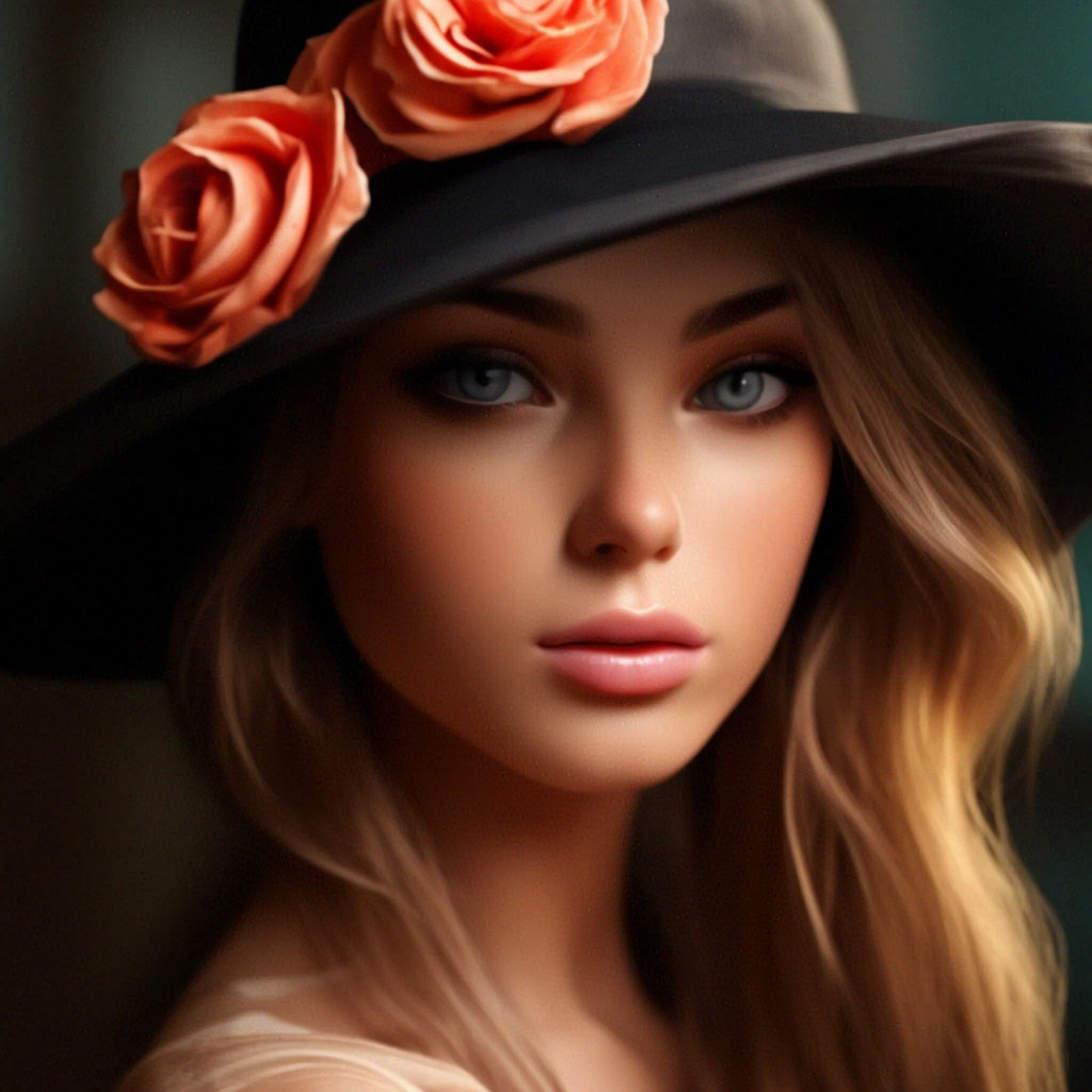 "TG: aurora_roses Very cute lady in a fashionable hat with a flower ...