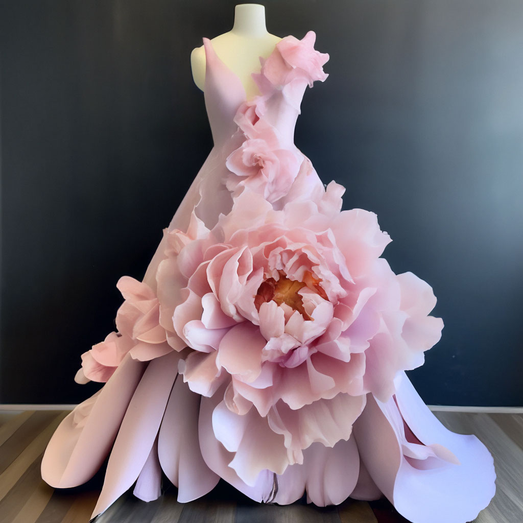 "Powder-colored peony dress" — image created in Shedevrum