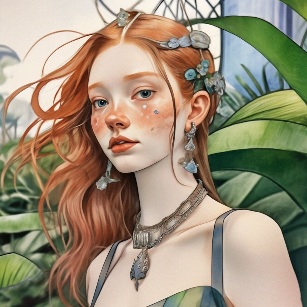 "Main lines, watercolor magazine page, watercolor, subtle liner drawing ...