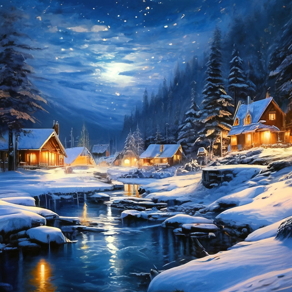 "Beautiful winter night landscape" — image created in Shedevrum