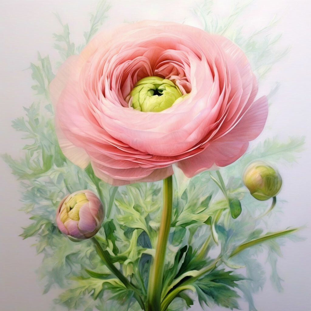 "Rununculus Tenderness.Beatific fantasy, botanical art, illustration ...