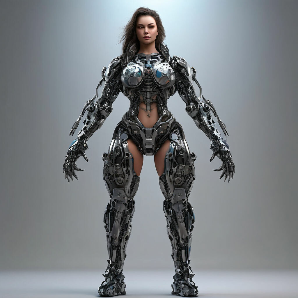 "Plus size model girl, claws, sport huge body, Biomechanical cybernetic ...