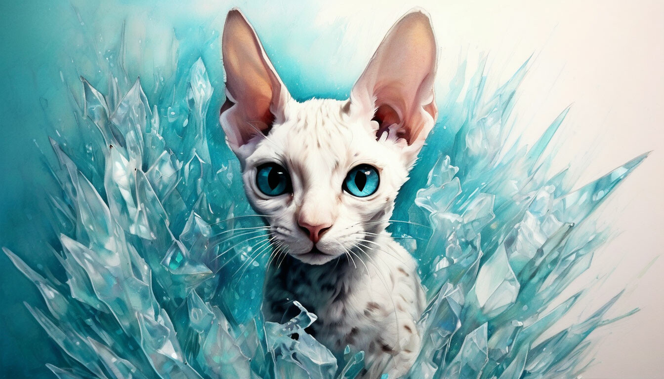 "Sketch,Crystal transparent fantastic newborn Cornish rex, long hair ...