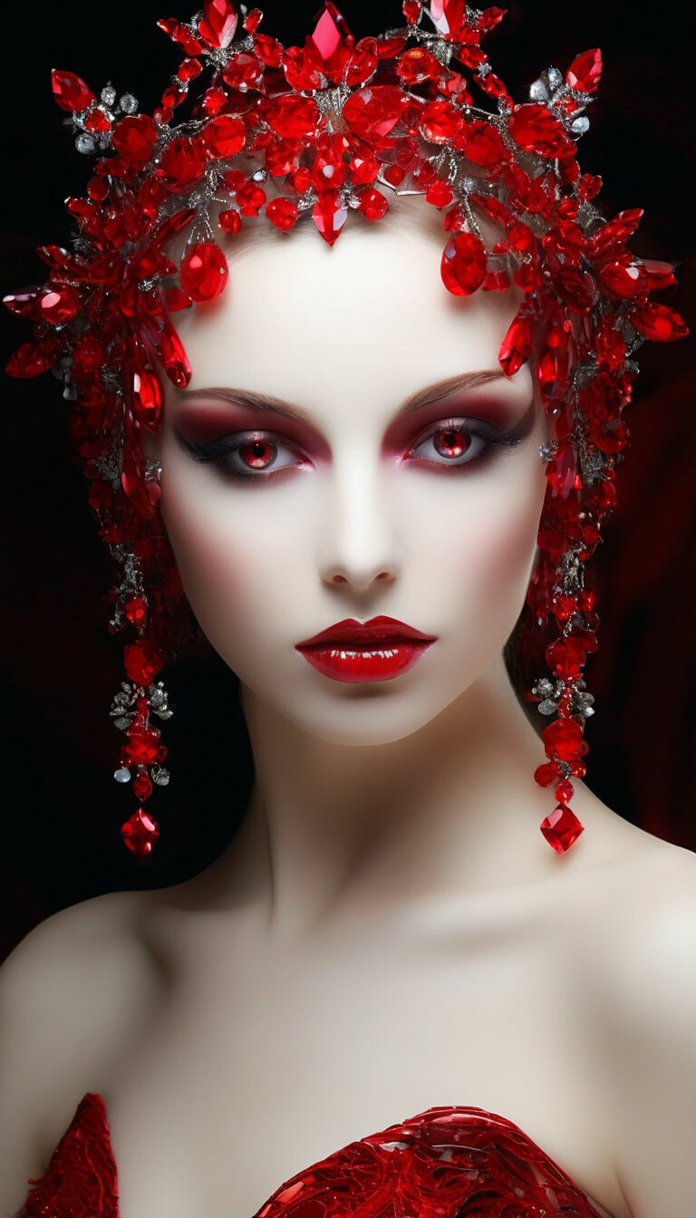 "Exquisite feminine image elegant graceful graceful exquisite eyes red ...