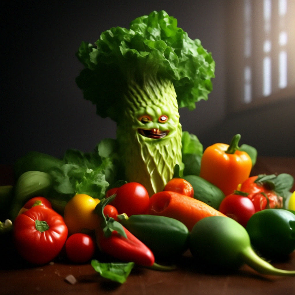 "Vegetable attack" — image created in Shedevrum