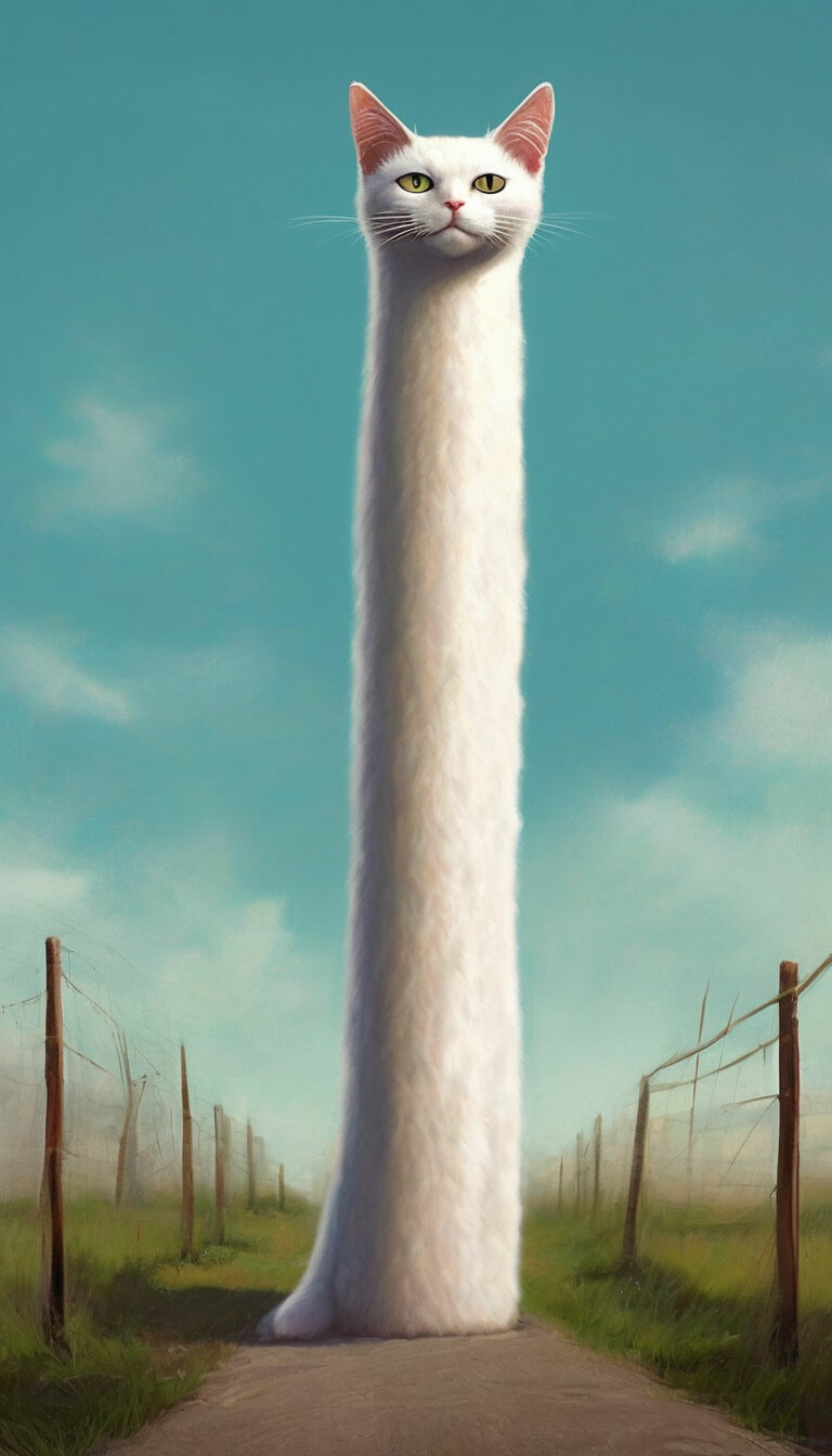 "A very long cat" — image created in Shedevrum