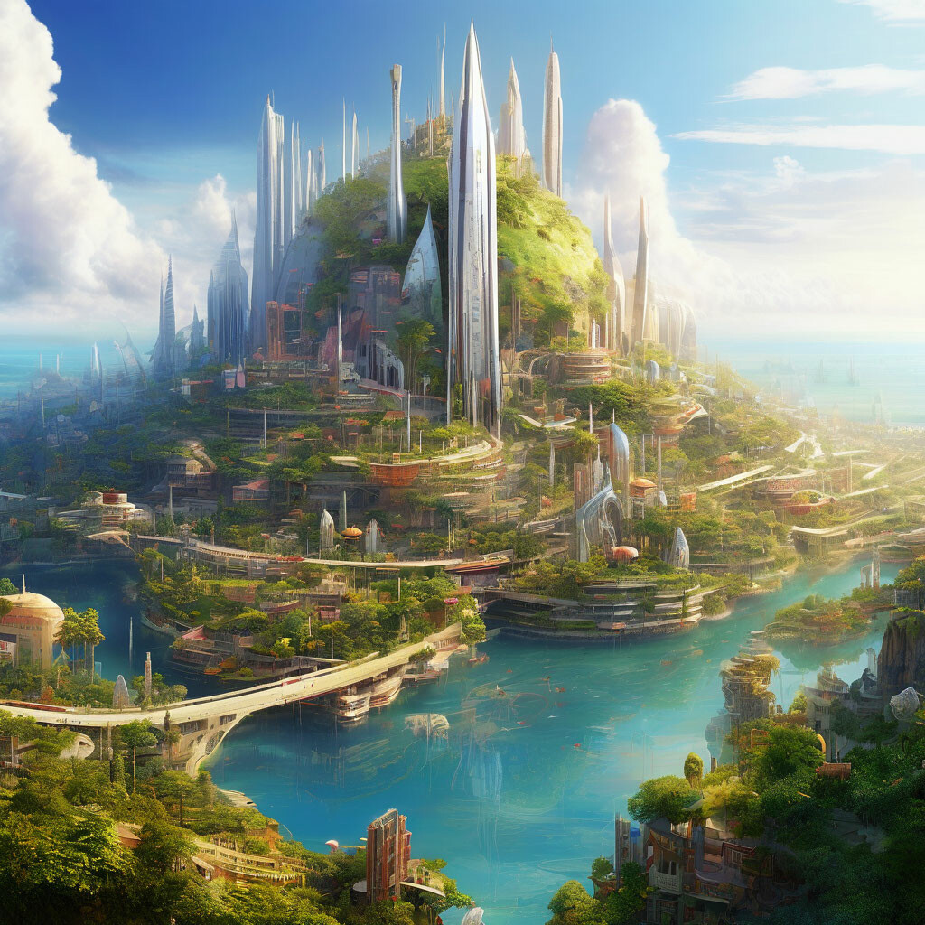 "A utopian world" — image created in Shedevrum