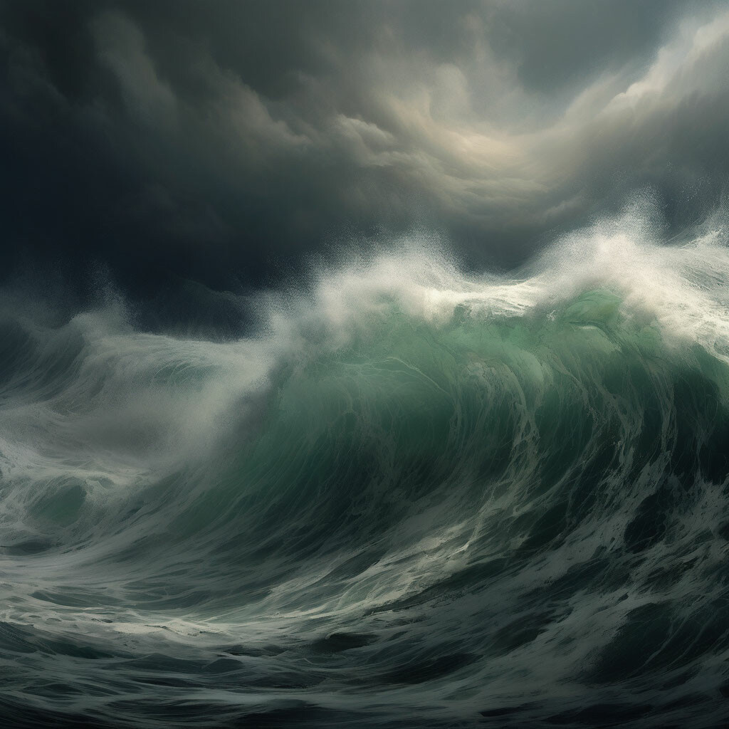 "The furious raging sea, detail, 4k" — image created in Shedevrum