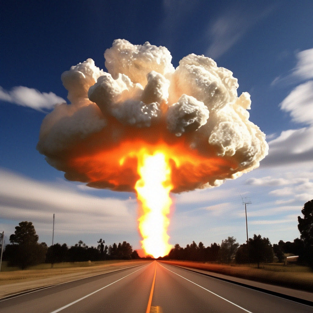 "Warhead explosion" — image created in Shedevrum