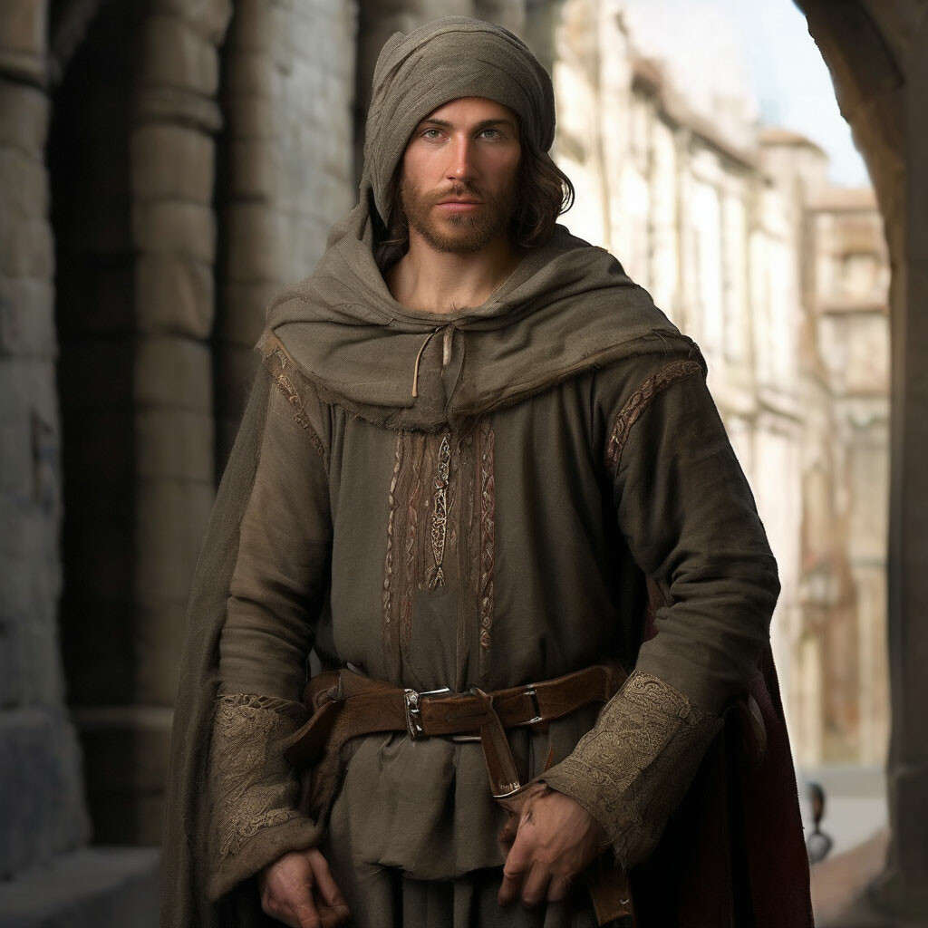 "A medieval resident of the city" — image created in Shedevrum