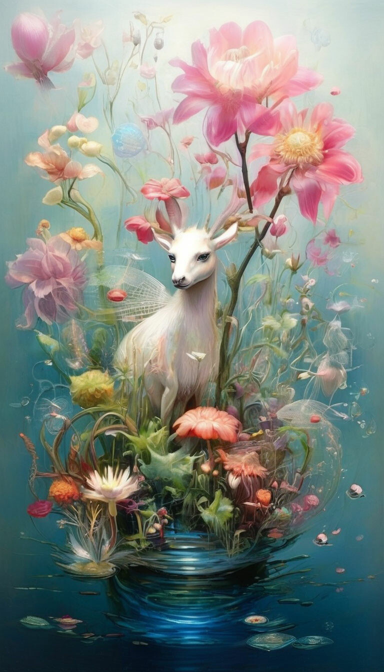 "Enchanting Impressionistic Art. Ethereal creatures in a botanical ...