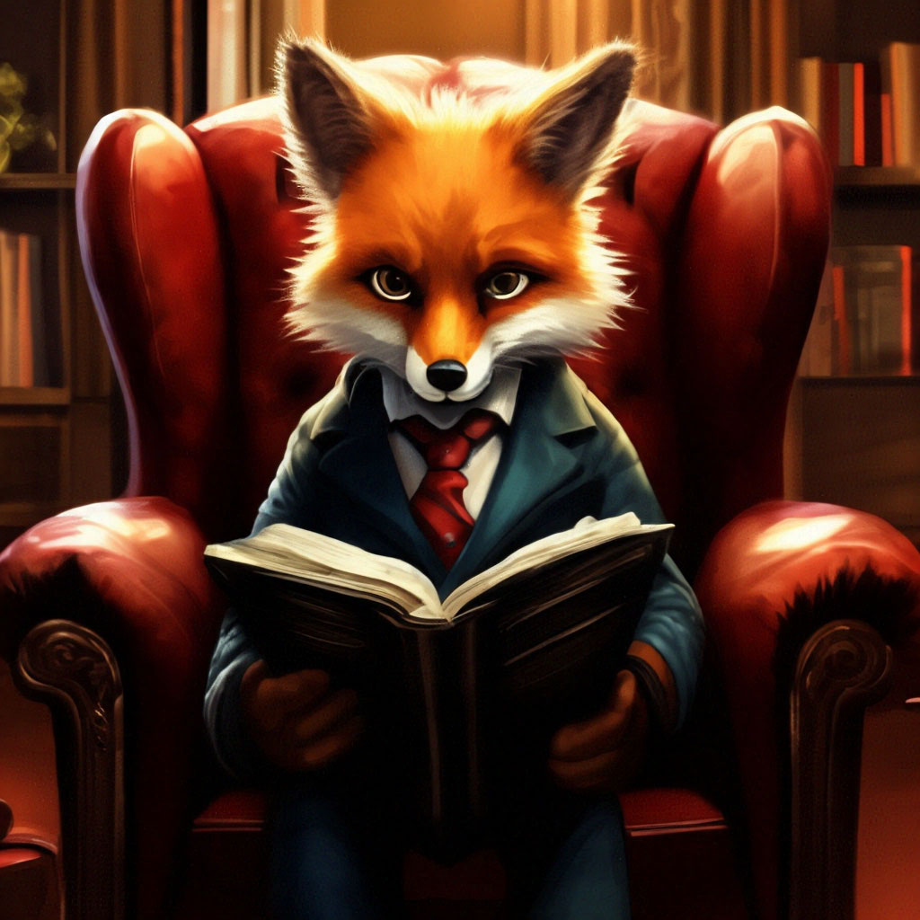 "Hand-drawn comic, vivid illustration woolly fox aristocrat with big ...