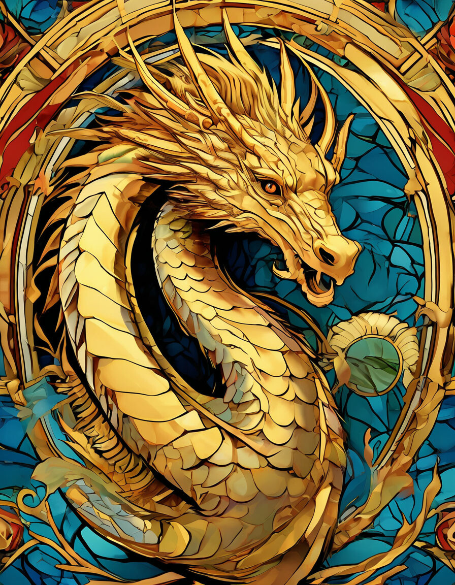 golden dragon from the oriental horoscope close-up, fairy tale ...