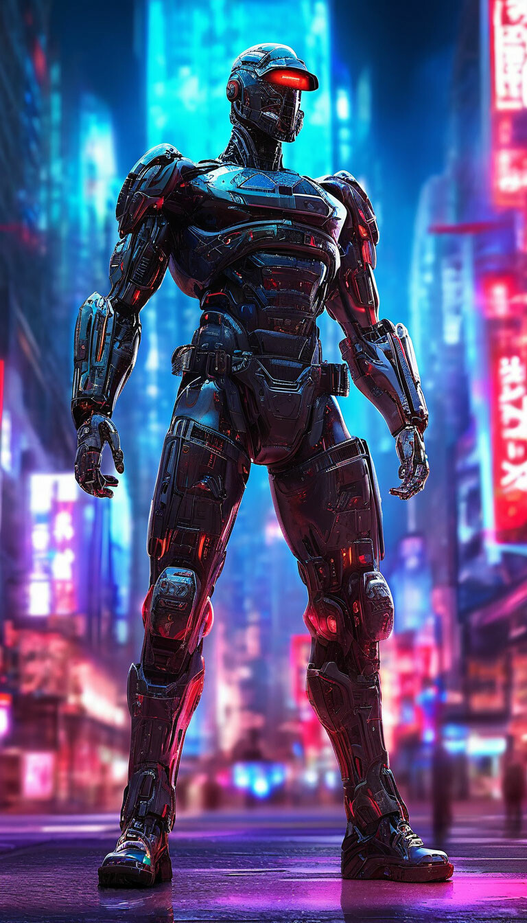 "Biomechanical anatomy, cyberpunk,police robot,cybernetic,full-length ...