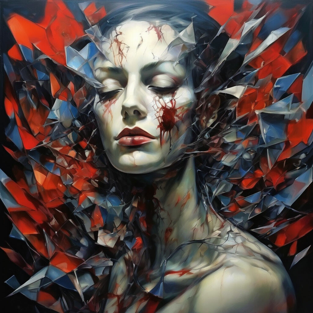 "Intense solipsism close-up, skewed composition, dynamism, mental ...