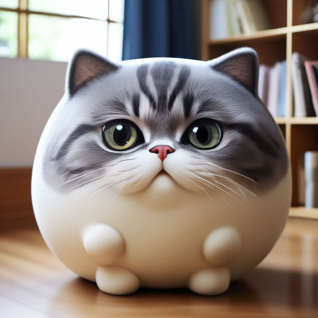 "Oversized spherical cat" — image created in Shedevrum