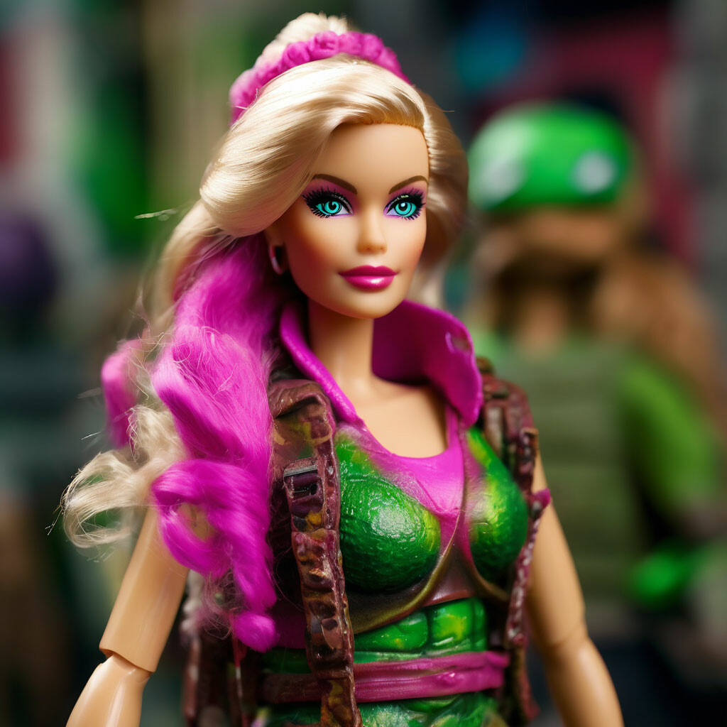 "Barbie in the style of Ninja Turtles" — image created in Shedevrum