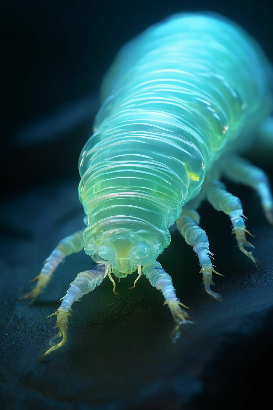 "💤 transparent ,delicate glow of pale neon, thick caterpillar ...