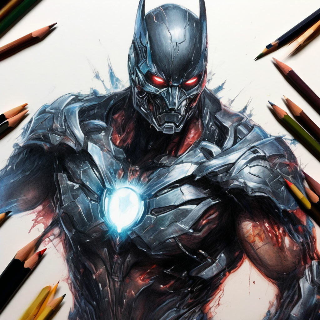 "🕸️ Daddy DC Injustice, cybernetic, Brutal. Drawing with colored ...