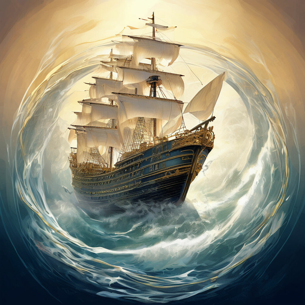 "Highly detailed, in glass three-deck ship, Whirlpool, Whirlpool ...