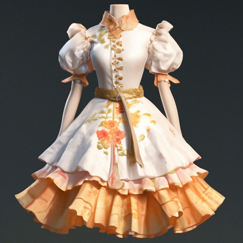 "Beautiful spring outfit in the game. Mmorpg style. Bright short ...