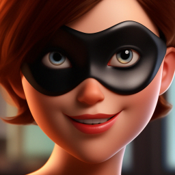 «Adult Helen Parr in a mask, Superfamily, close-up, symmetrical face ...