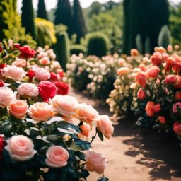 «A beautiful garden of rose bushes of different colors» — video created ...