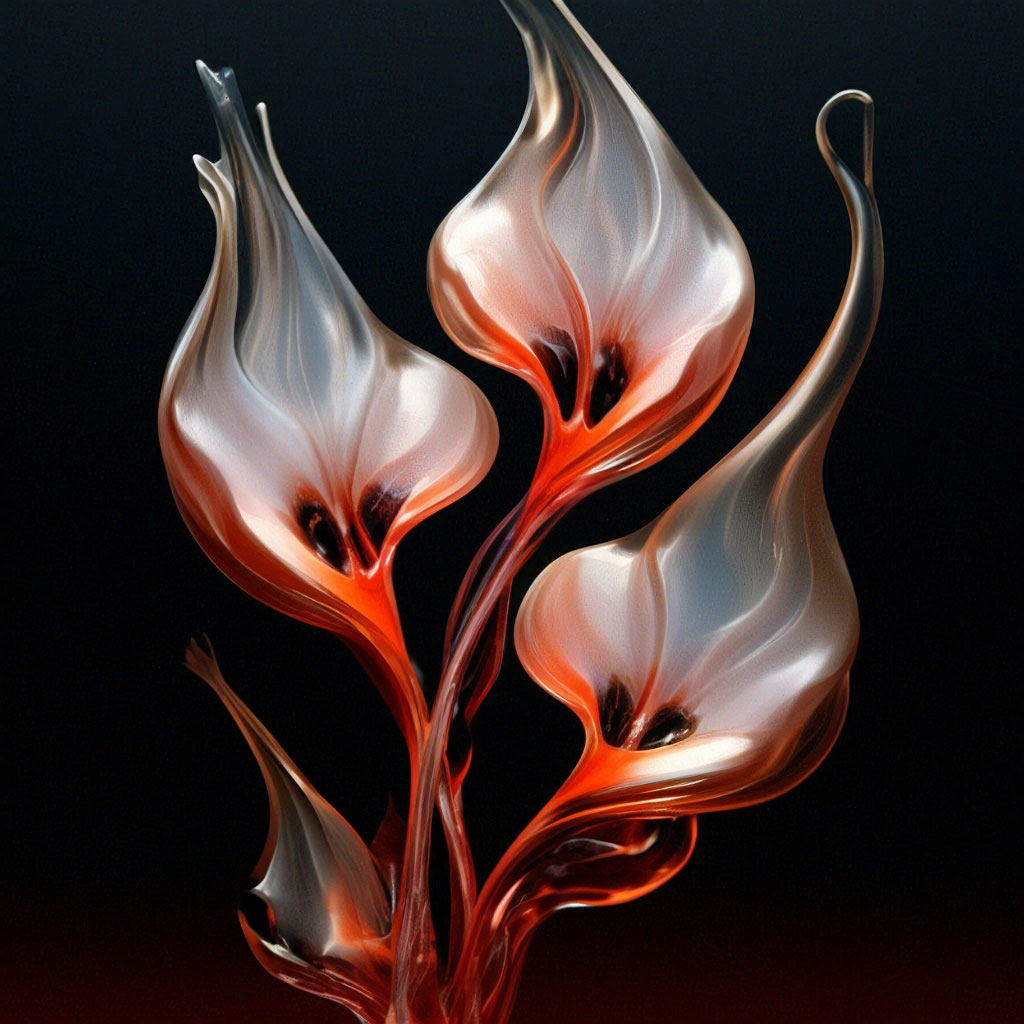 "Color melting sculpture, integral, buds flowers, march, fractal 1/128 ...