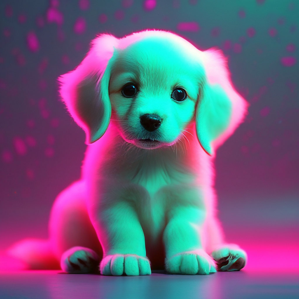 "Neon cute puppy." — image created in Shedevrum