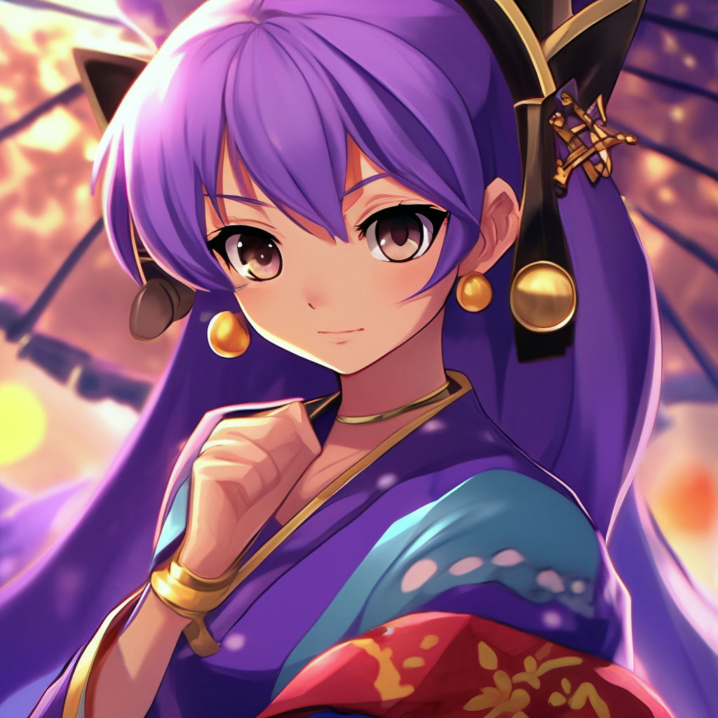 "Shantae Half-Genie Girl, in Japan, in Japanese clothes, purple hair ...